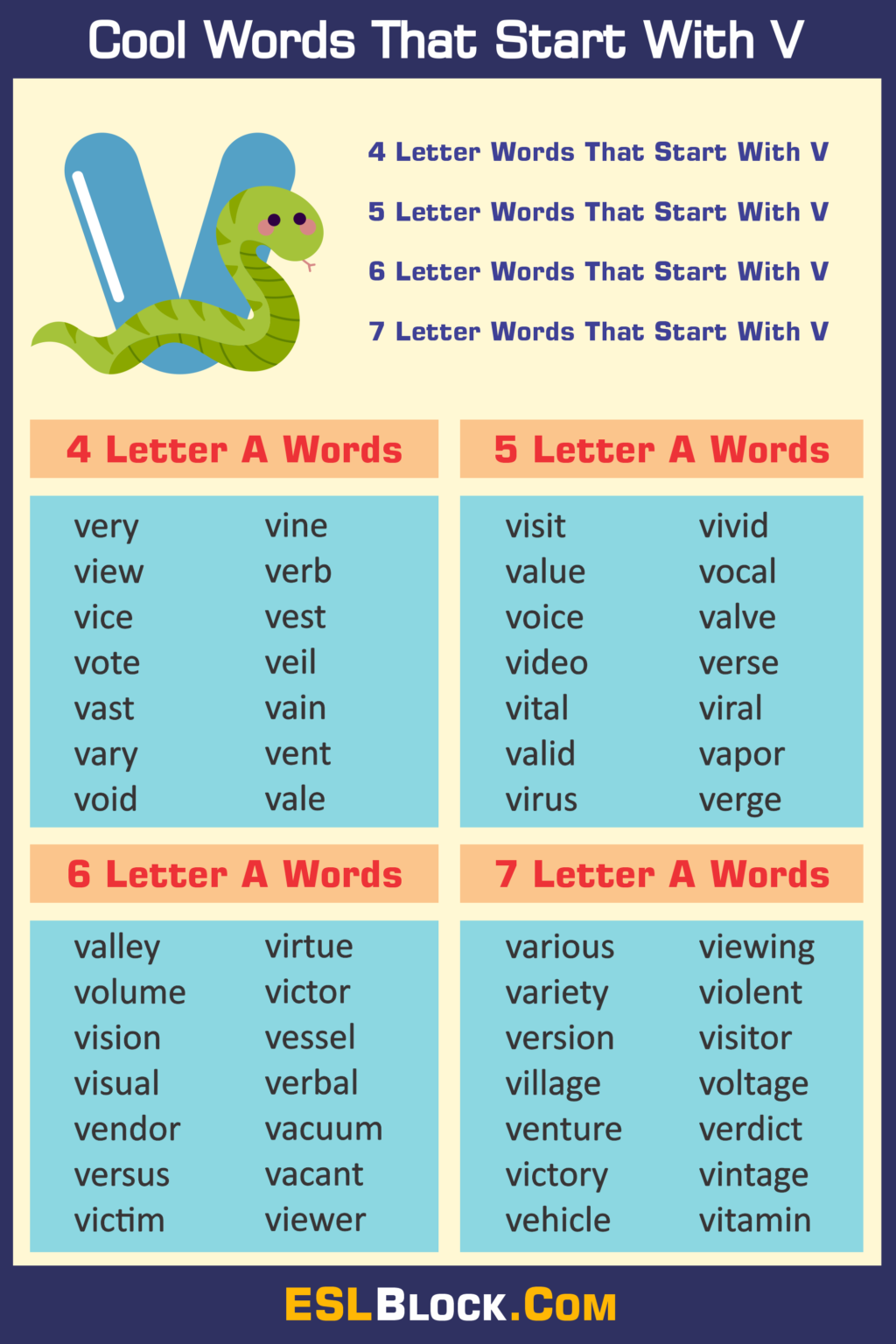 Awesome Cool Words That Start with V - English as a Second Language