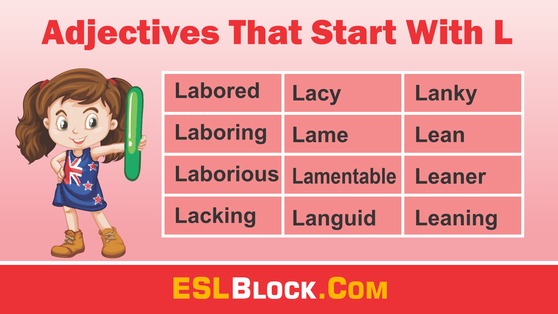 Adjectives That Start With L English As A Second Language