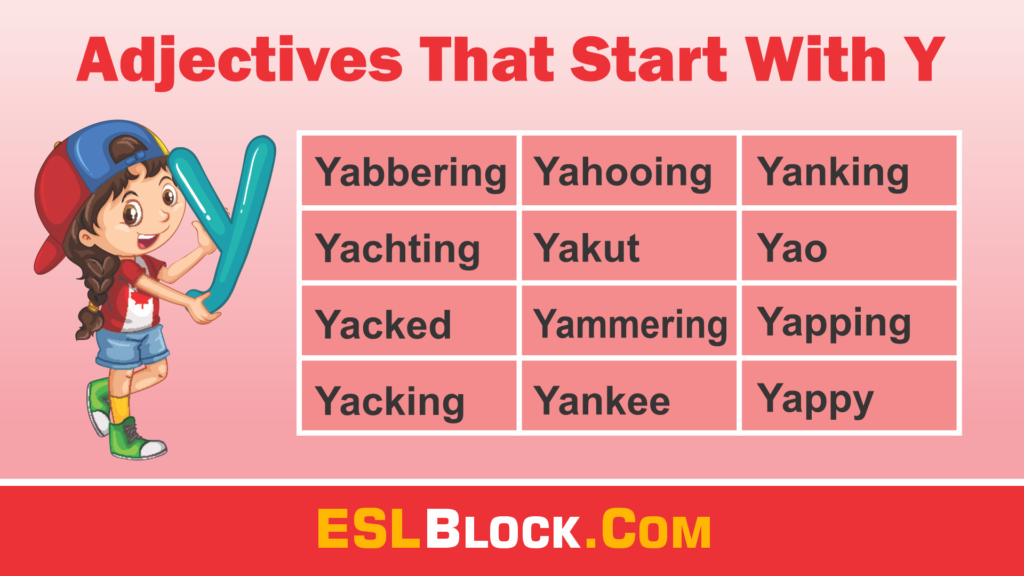 Adjectives That Start With Y - English as a Second Language