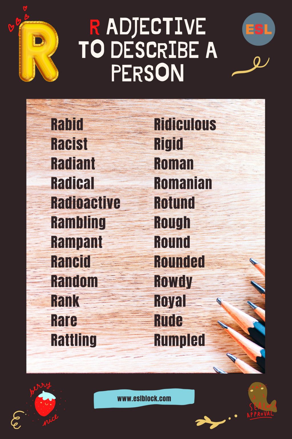 R Adjectives to Describe a Person – English as a Second Language