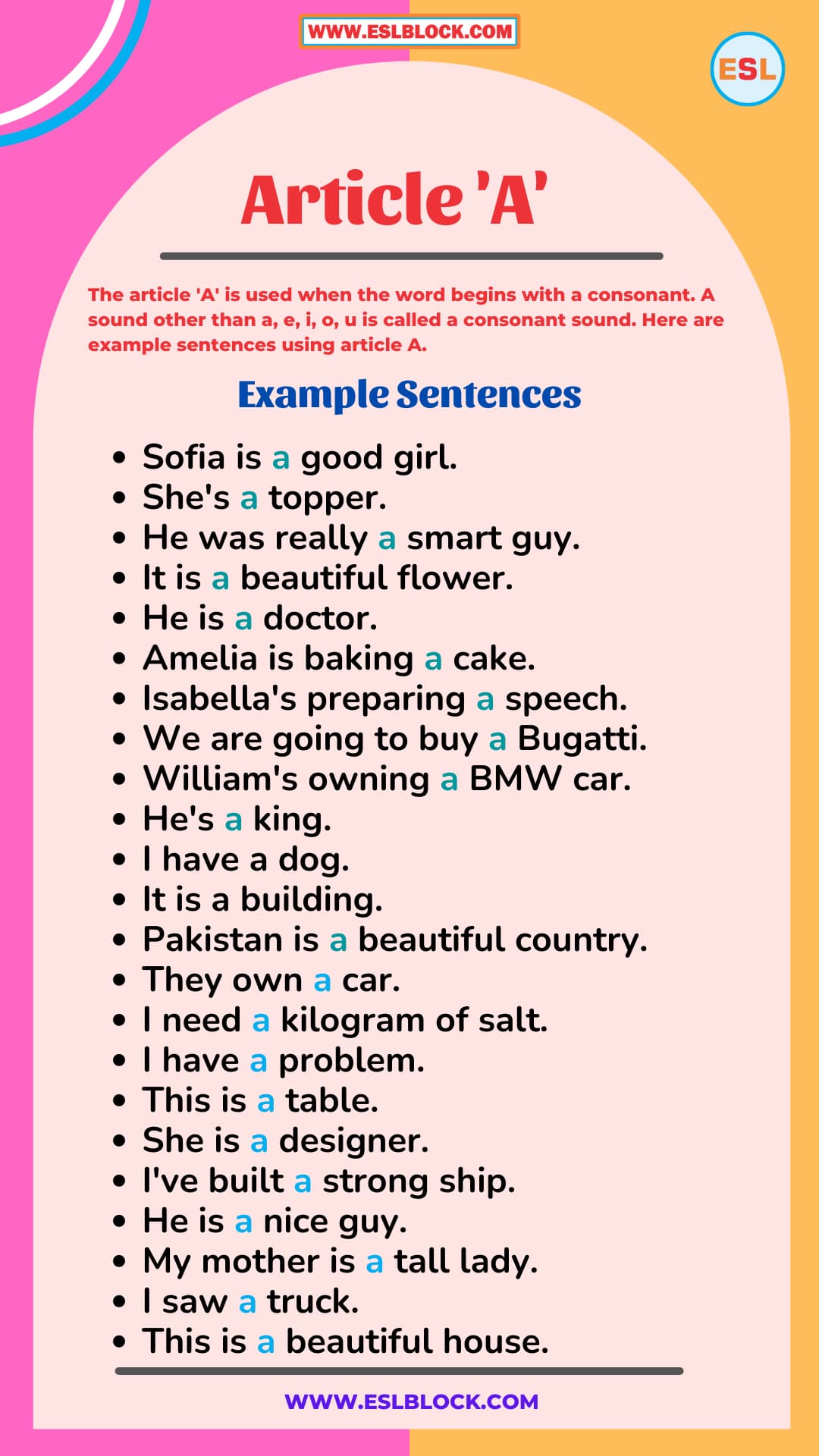 The Word Article Used In A Sentence