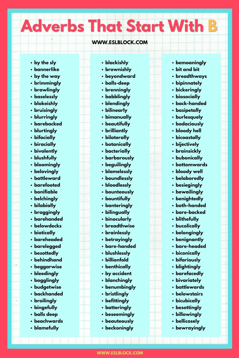 Adverbs That Start with B - English as a Second Language