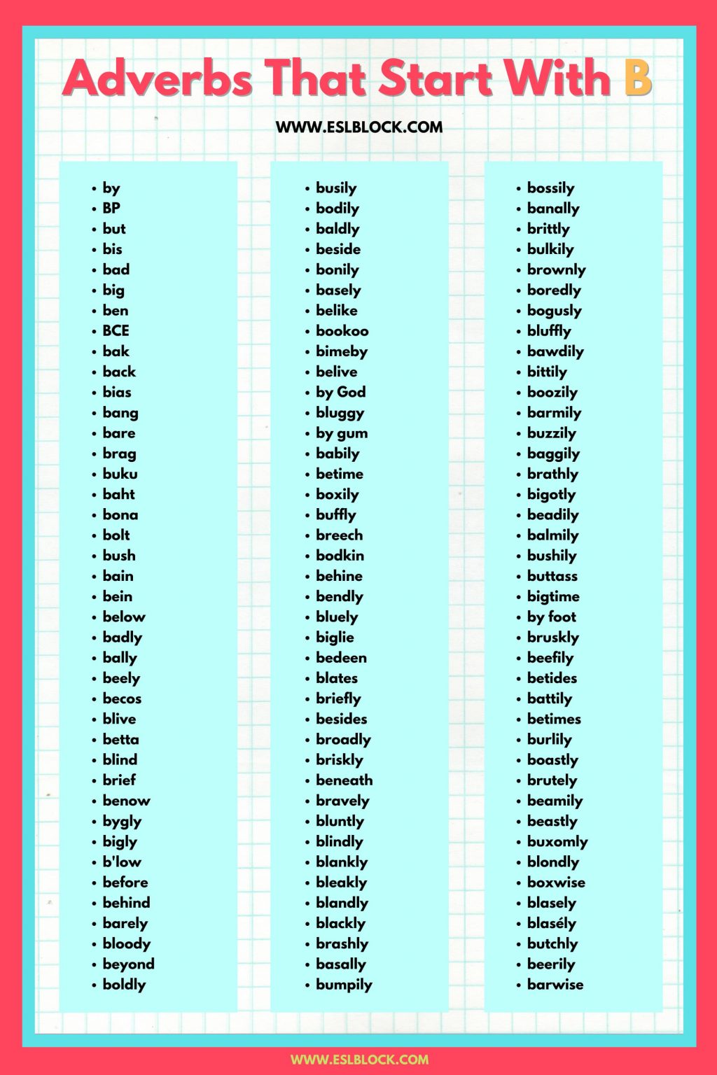 Adverbs That Start with B - English as a Second Language