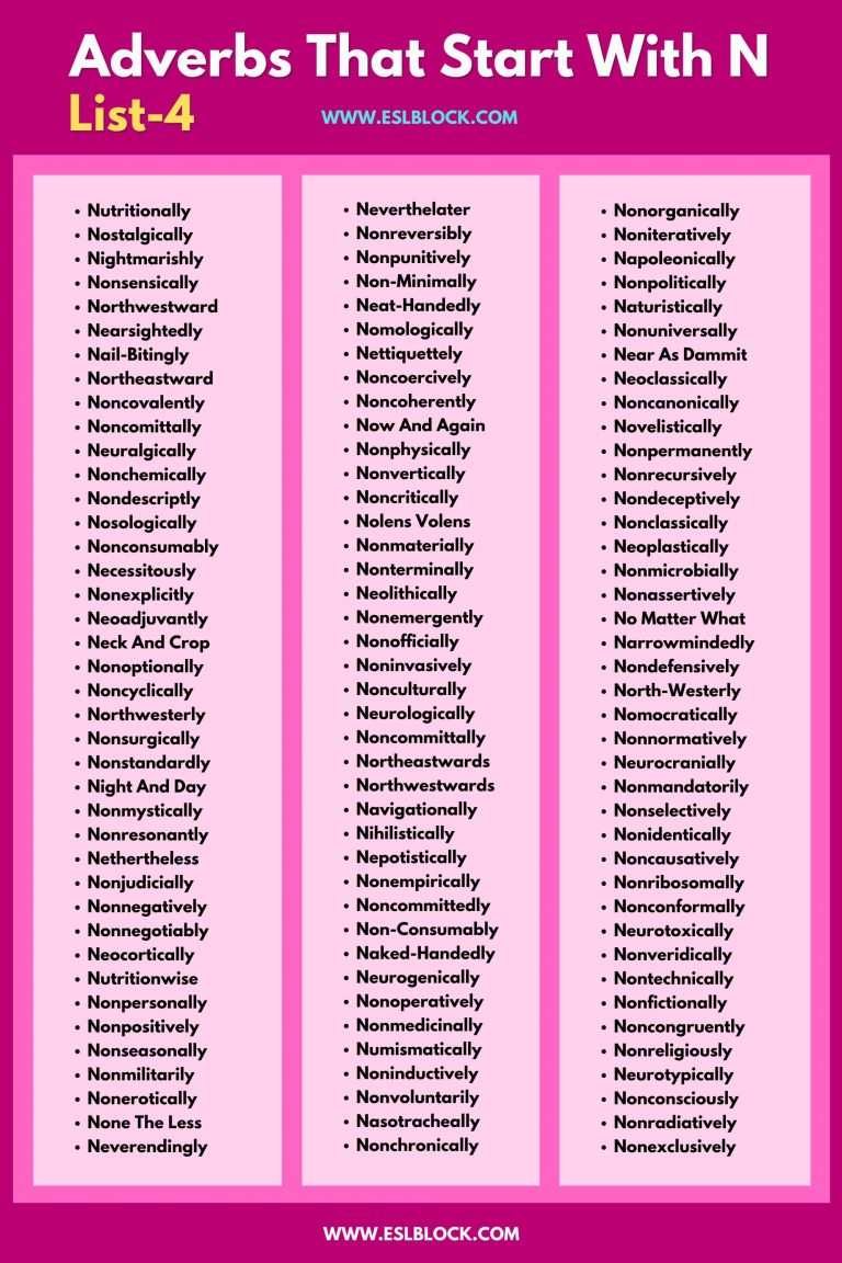 Adverbs That Start with N - English as a Second Language