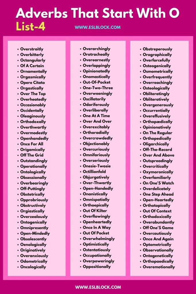 Adverbs That Start with O - English as a Second Language