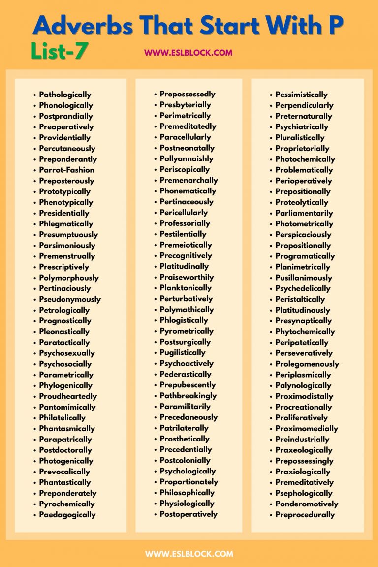 Adverbs That Start with P - English as a Second Language