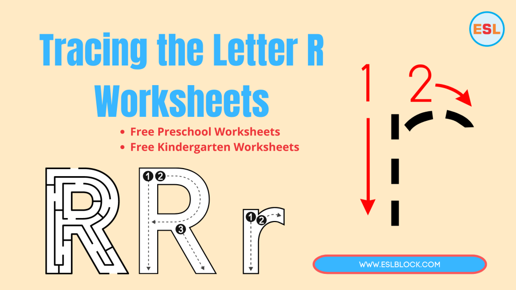 Tracing the Letter R Worksheets - English as a Second Language