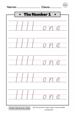 Tracing Number 1 Worksheets - English as a Second Language