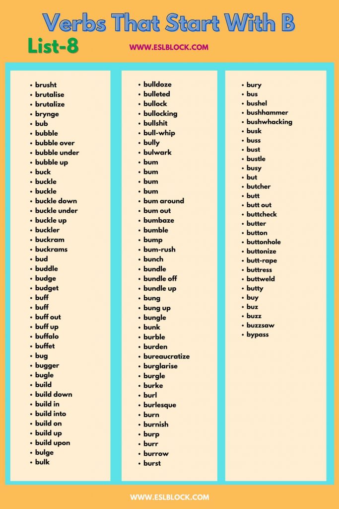Verbs That Start With B - English as a Second Language