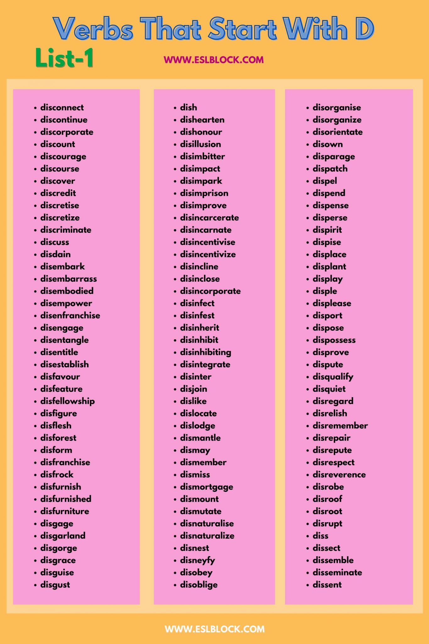 Verbs That Start With D - English as a Second Language