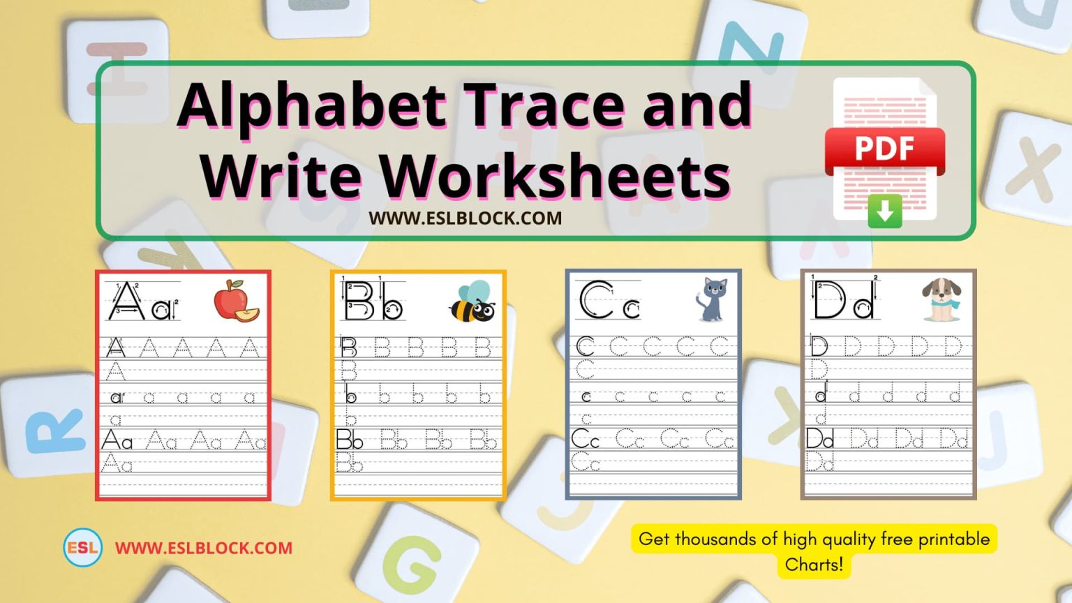 Alphabet Trace and Write Worksheets - English as a Second Language