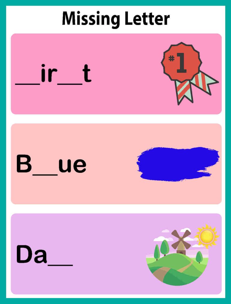 Missing Letter Worksheets - English as a Second Language