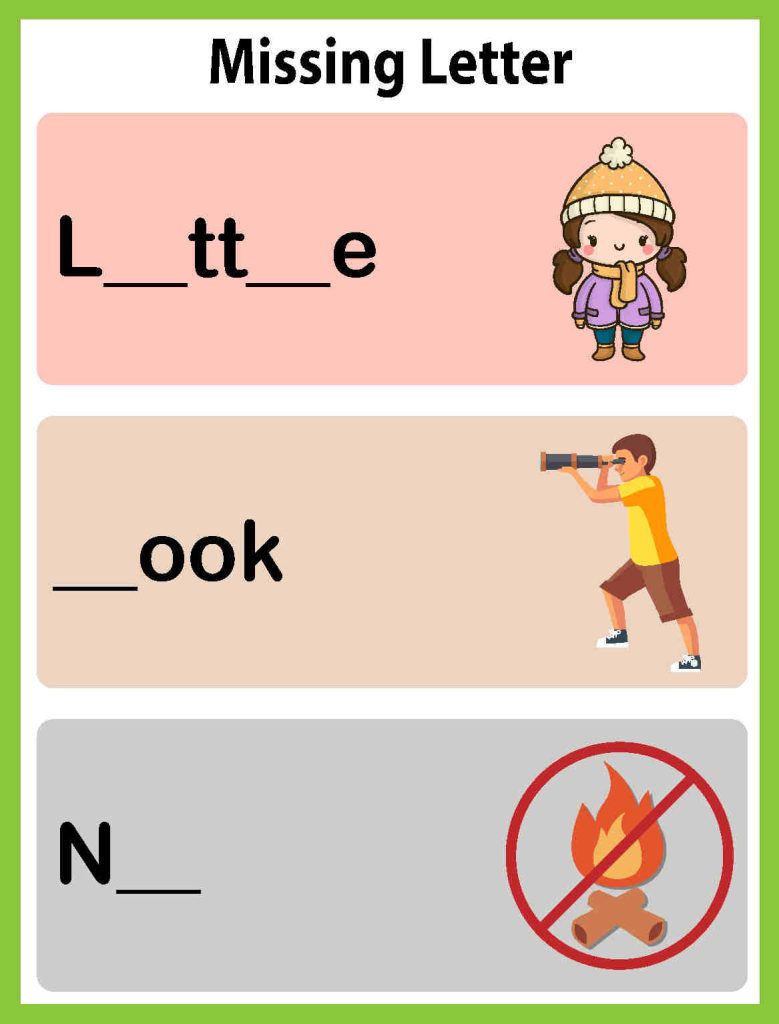 Missing Letter Worksheets - English as a Second Language