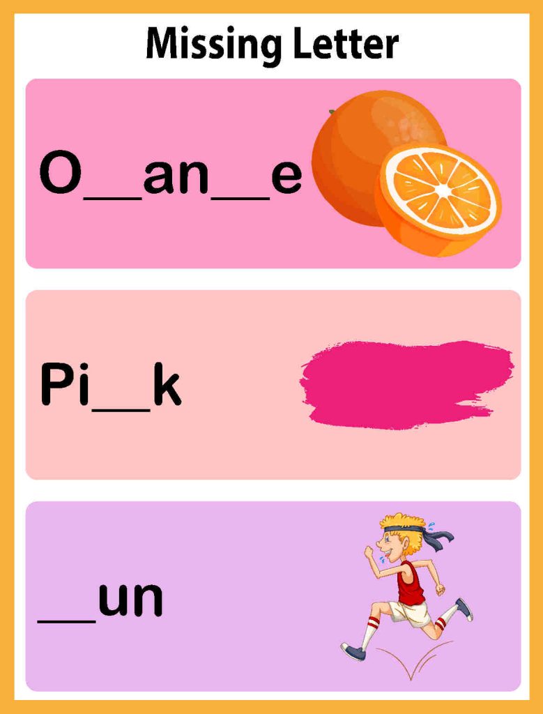 Missing Letter Worksheets - English as a Second Language