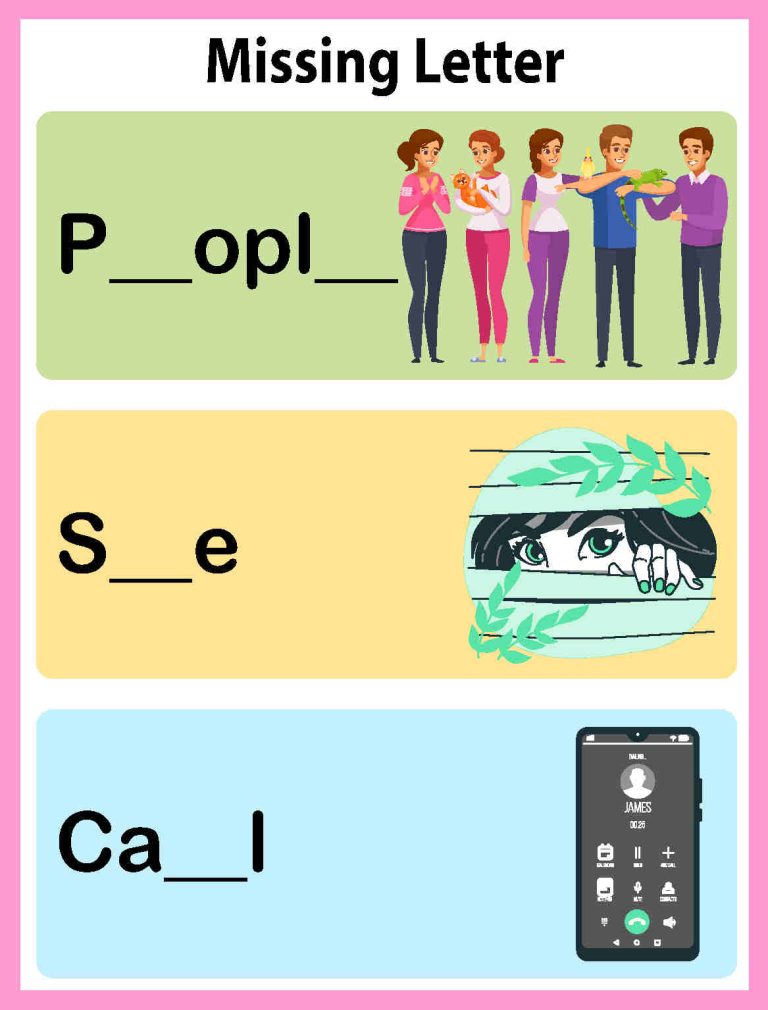 Missing Letter Worksheets - English as a Second Language
