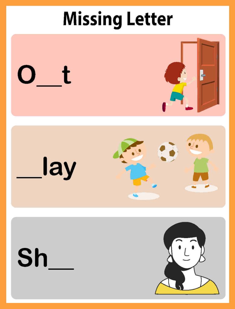 Missing Letter Worksheets - English as a Second Language
