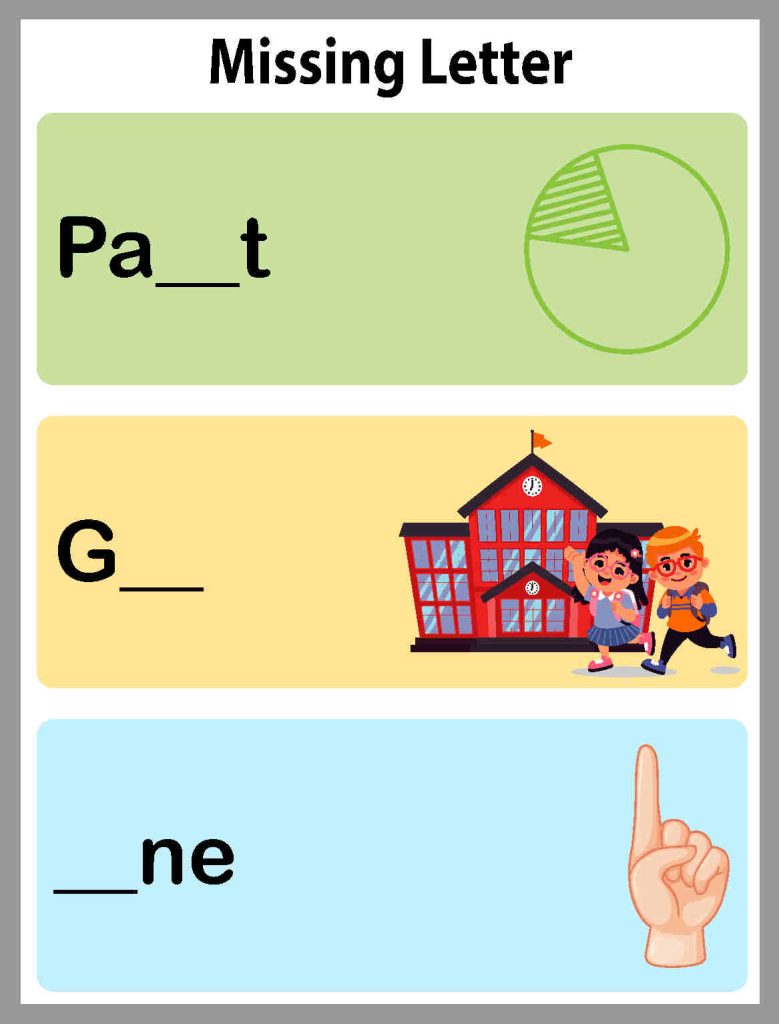 Missing Letter Worksheets - English as a Second Language