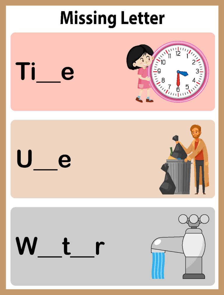 Missing Letter Worksheets - English as a Second Language