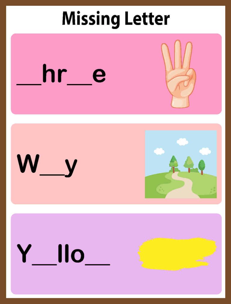 Missing Letter Worksheets - English as a Second Language
