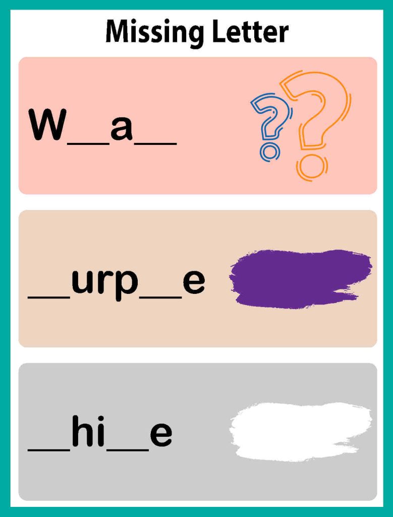 Missing Letter Worksheets - English as a Second Language