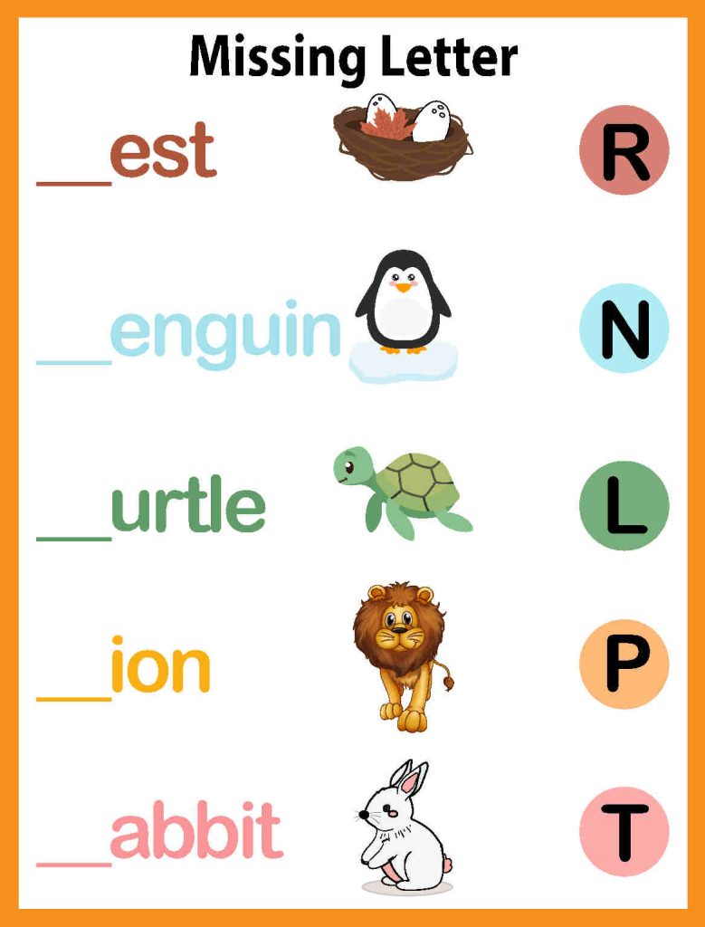 Missing Letter Worksheets - English as a Second Language