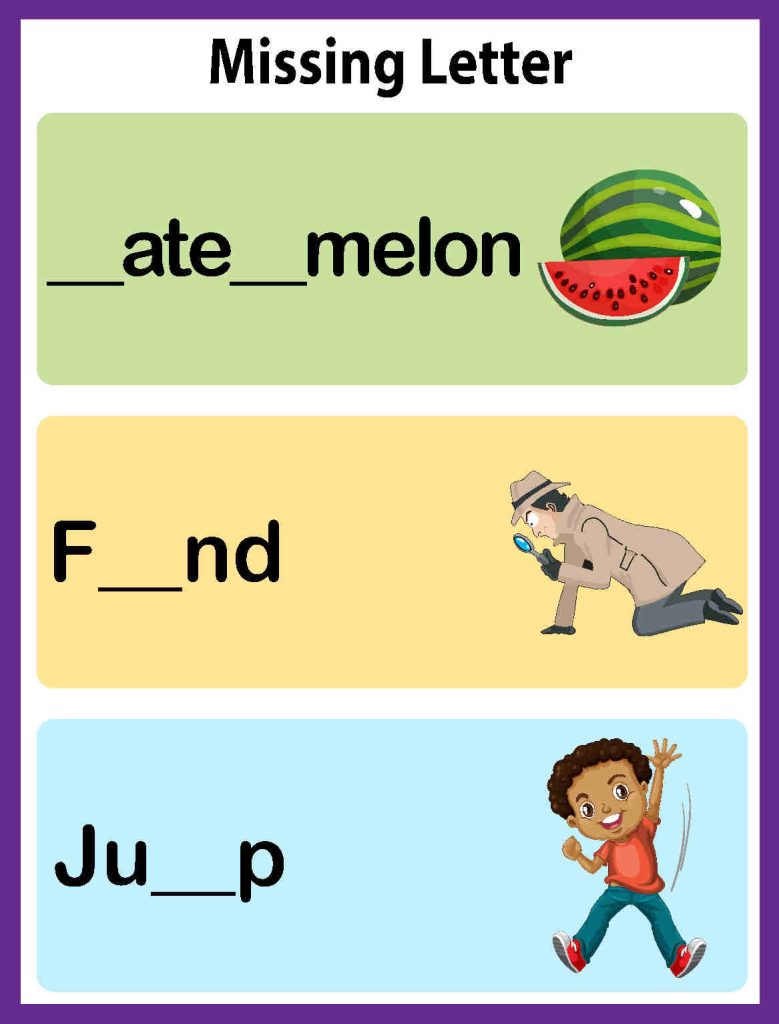 Missing Letter Worksheets - English as a Second Language