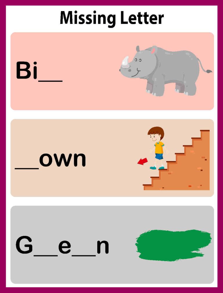 Missing Letter Worksheets - English as a Second Language