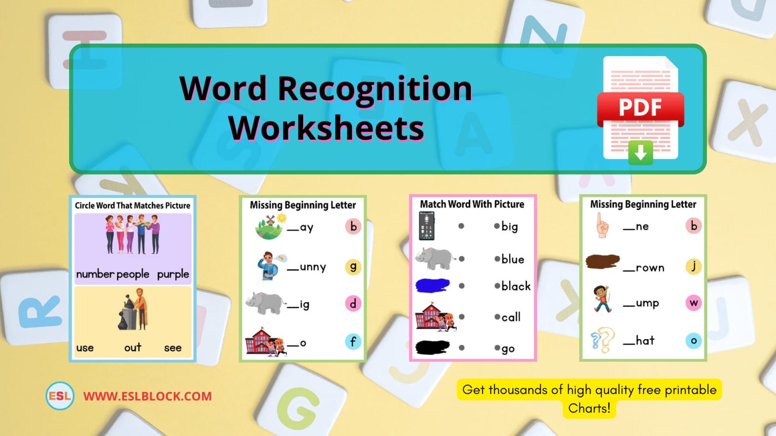 Word Recognition Worksheets - English as a Second Language