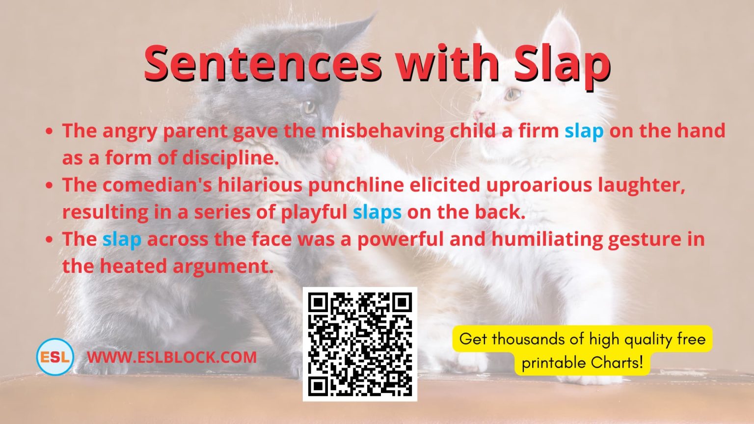 Sentences with Slap, What is another word for Slap? - English as a ...