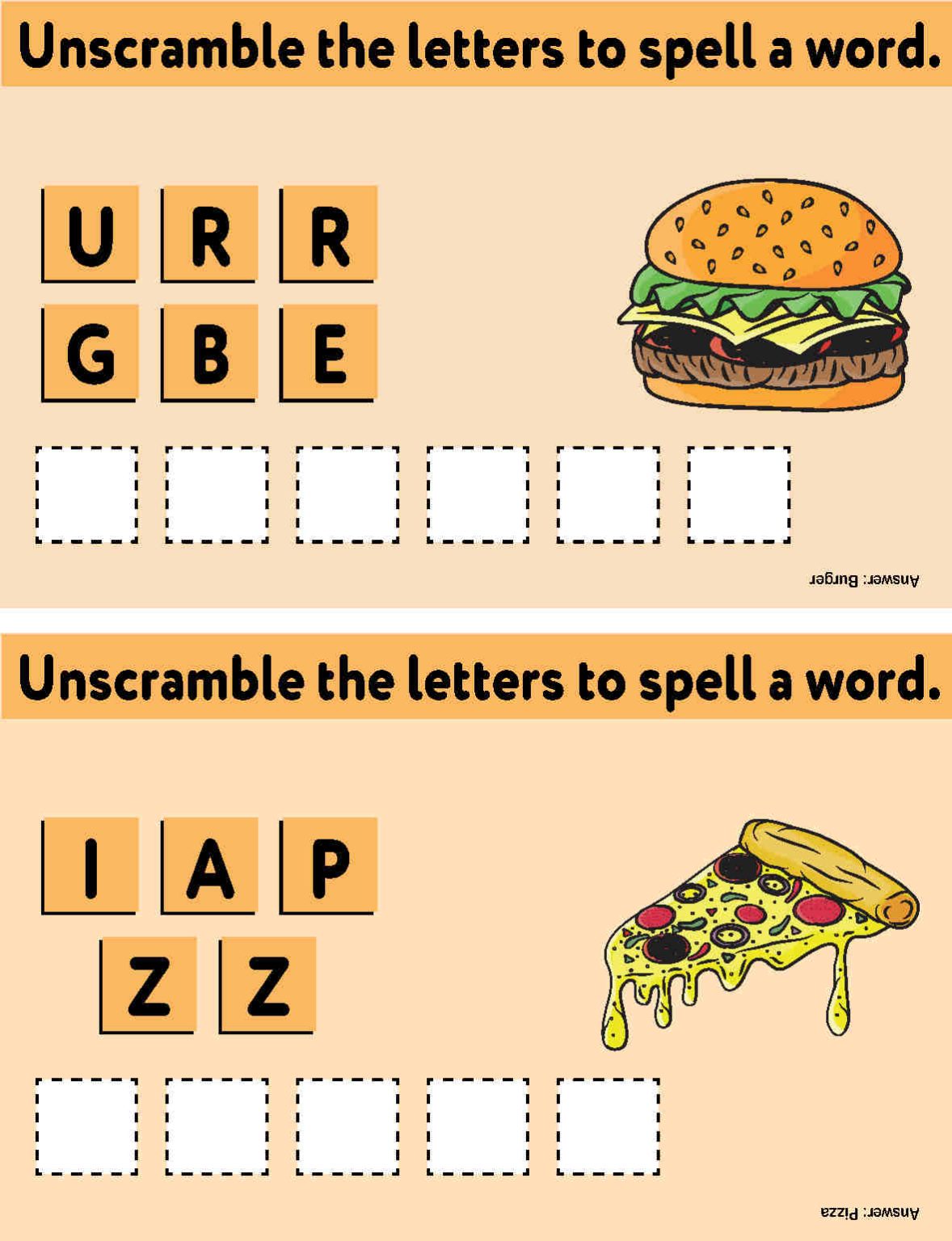 Unscramble Worksheets - English as a Second Language