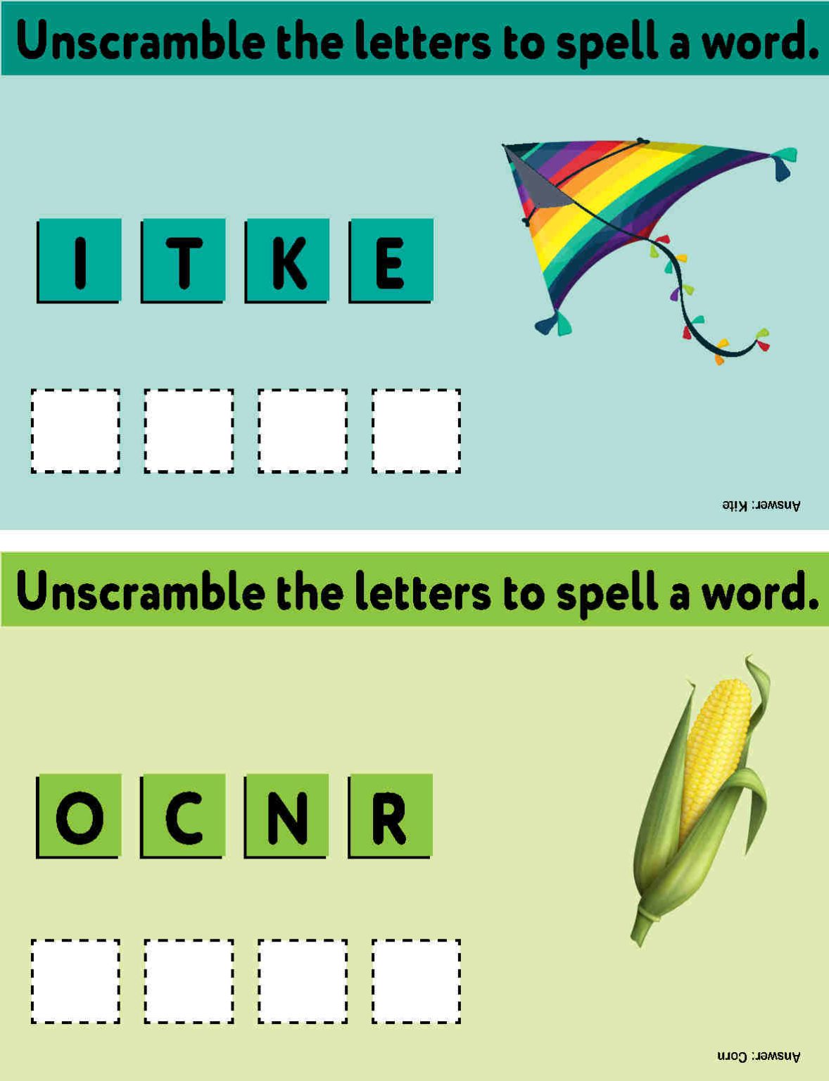 Unscramble Worksheets - English as a Second Language